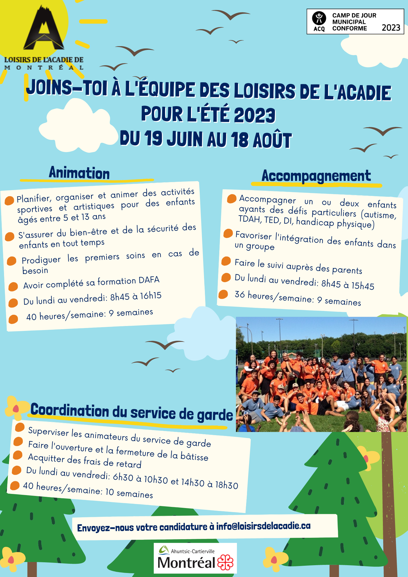 Joins-toi à notre équipe pour notre camp de jour été 2023! - Loisirs de ...